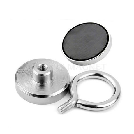 Ferrite Flat Pot Magnet with Screwed Bush , Ferrite Round Base Pot ...